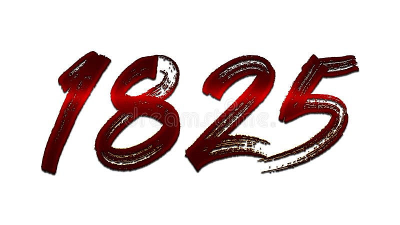 3D Blood Red Number Design of 1825 on White Background Stock ...