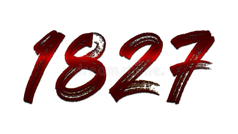 3D Blood Red Number Design of 1827 on White Background Stock ...