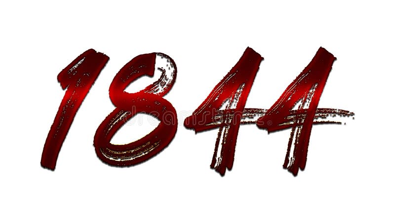 3D Blood Red Number Design of 1844 on White Background Stock ...