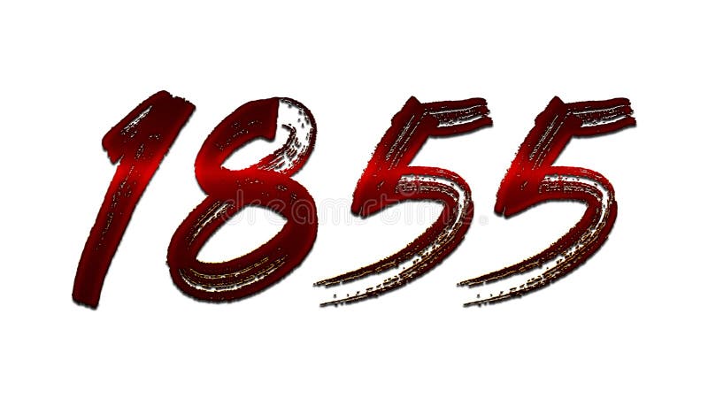 3D Blood Red Number Design of 1855 on White Background Stock ...