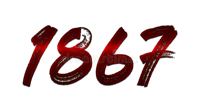 3D Blood Red Number Design of 1867 on White Background Stock ...