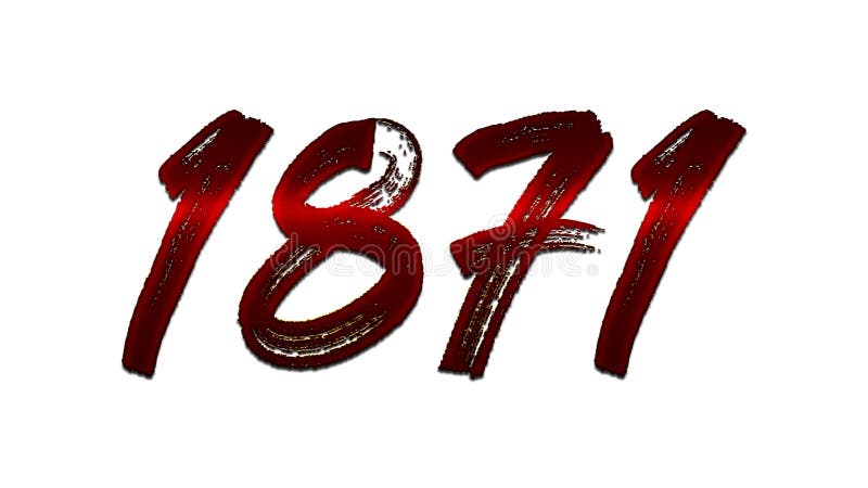 3D Blood Red Number Design of 1871 on White Background Stock ...