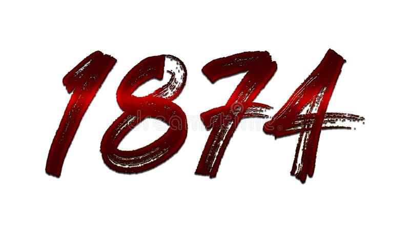 3D Blood Red Number Design of 1874 on White Background Stock ...