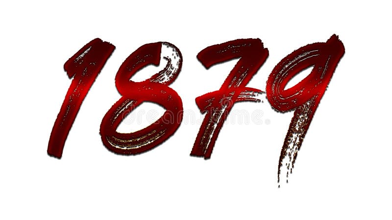 3D Blood Red Number Design of 1879 on White Background Stock ...