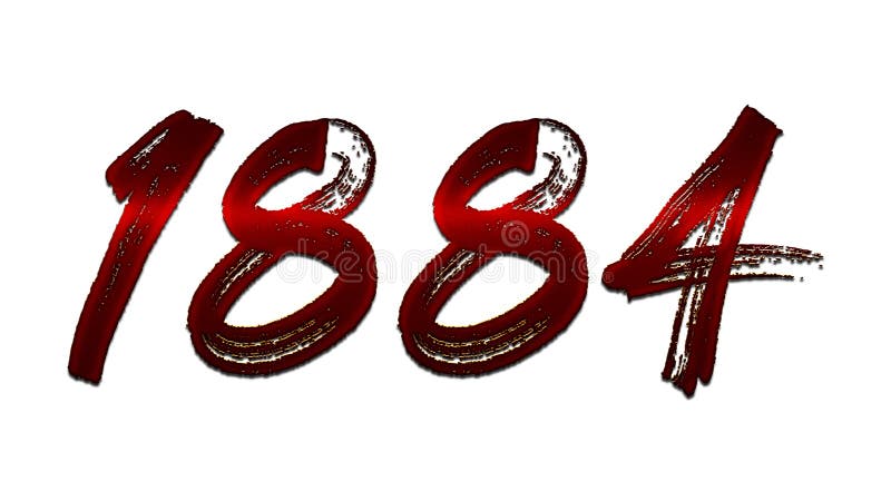 3D Blood Red Number Design of 1884 on White Background Stock ...