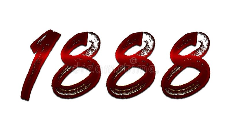 3D Blood Red Number Design of 1888 on White Background Stock ...
