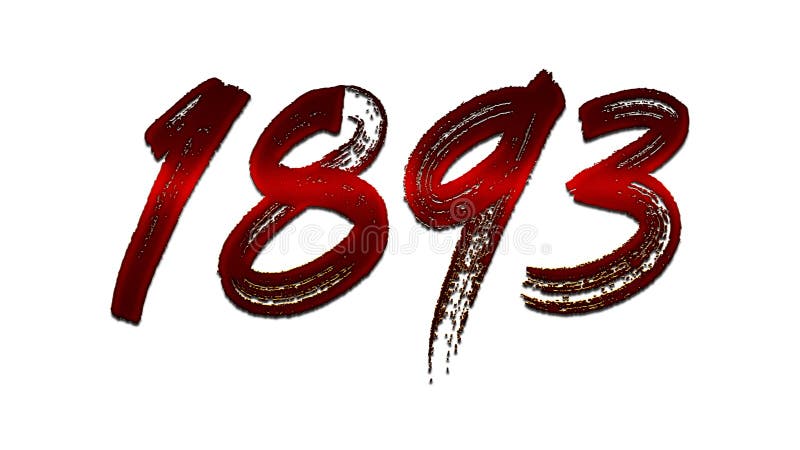 3D Blood Red Number Design of 1893 on White Background Stock ...