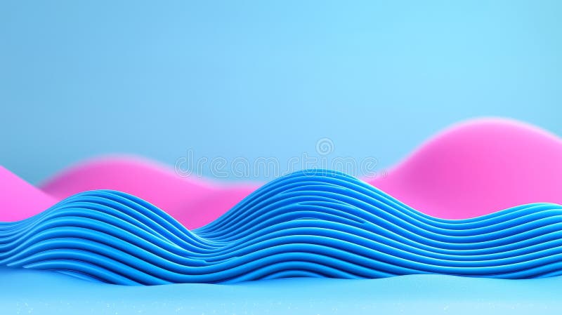 A 3D Blue Abstract Background Featuring Wavy Patterns and Glowing ...