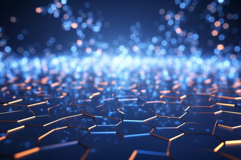 3D Blue Abstract Network Background, Perspective View Stock ...