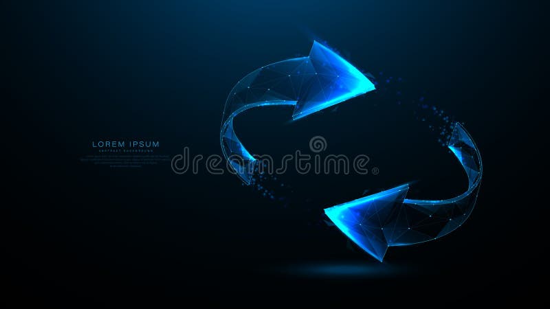 3d Blue Arrow Sign. Double Arrow Symbol. Glowing Low Poly, Wireframe ...