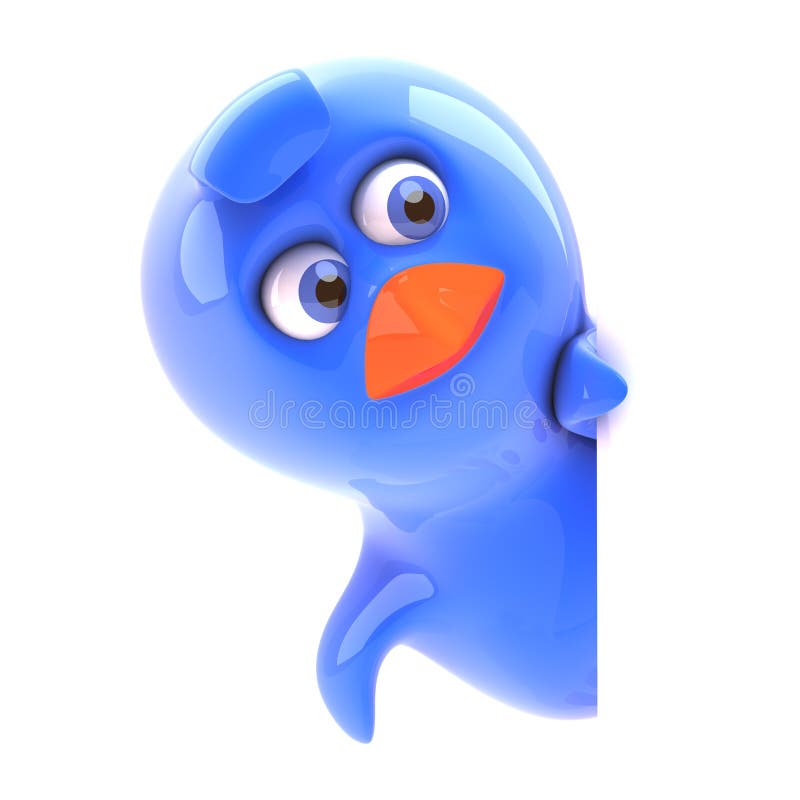 3d Blue Bird Peeps Round the Corner Stock Illustration - Illustration ...