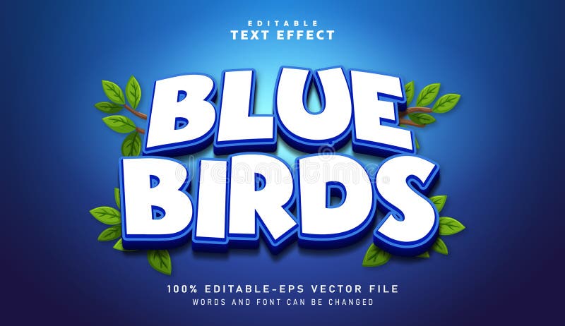 3D Blue Bird Text Effect - Editable Text Effect Stock Vector ...