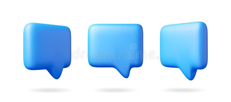 3D Blue Blank Speech Bubble Set Stock Vector - Illustration of talk ...