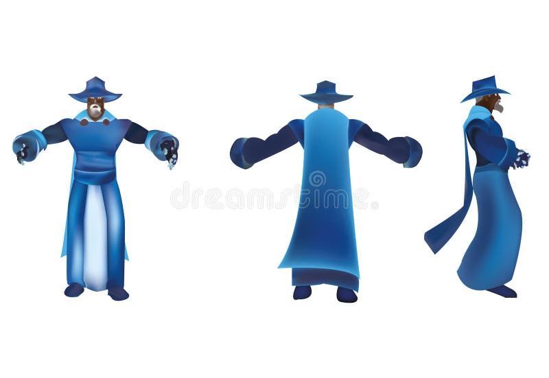 2d Blue Character Front Back Side Stock Vector - Illustration of person ...