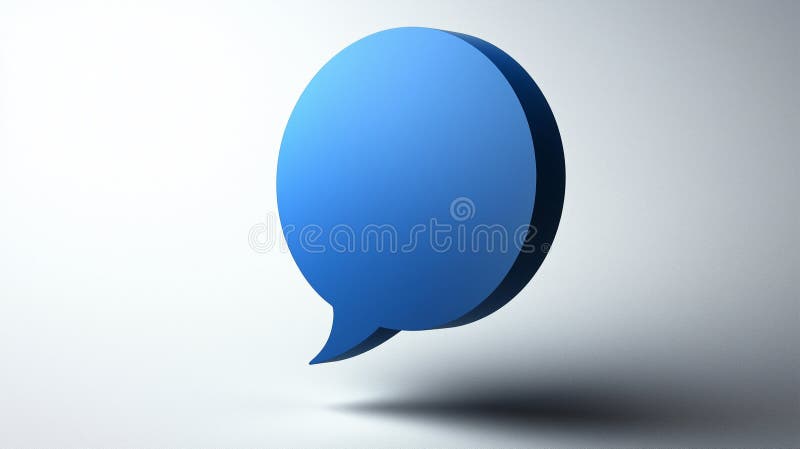 3D Blue Chat Bubble on a White Background Stock Illustration ...