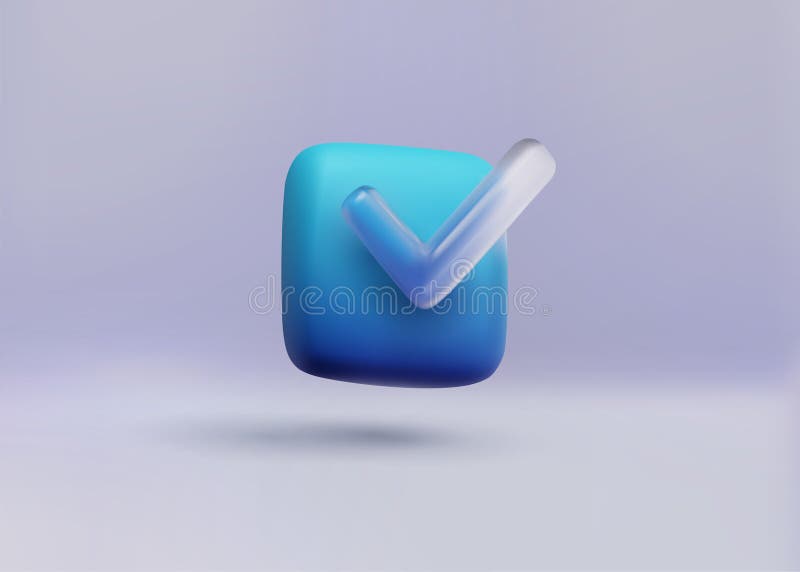 3d Blue Check Mark Icon. Approvement Concept Stock Vector ...