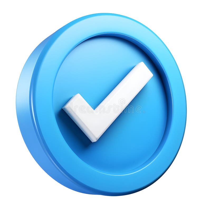 3d Blue Check Mark Icon on White Background in Circular Shape Stock ...