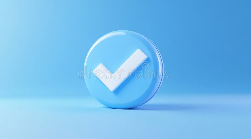3D Blue Checkmark Icon Displayed on a Bright Blue Background for Visual ...