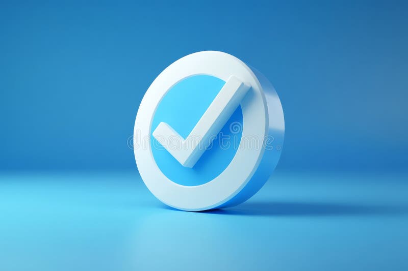 A 3D Blue Checkmark Icon on a Vibrant Blue Background, Emphasizing ...