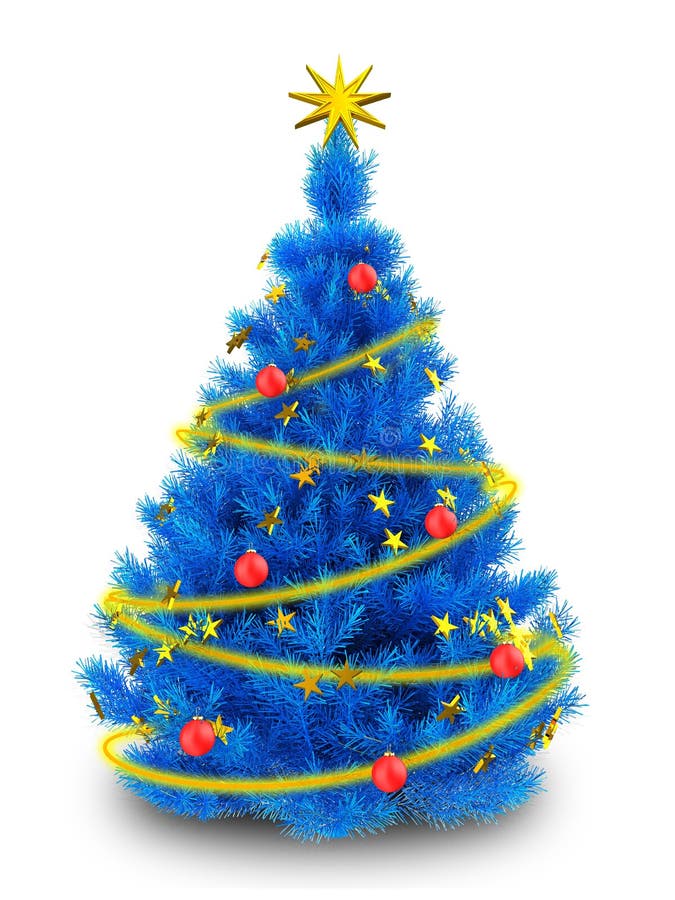 3d blue Christmas tree stock illustration. Illustration of light ...