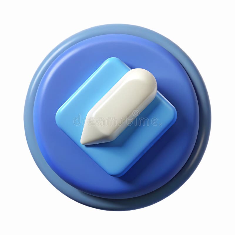 3D Blue Circular Button with White Pointer Icon and Transparent ...