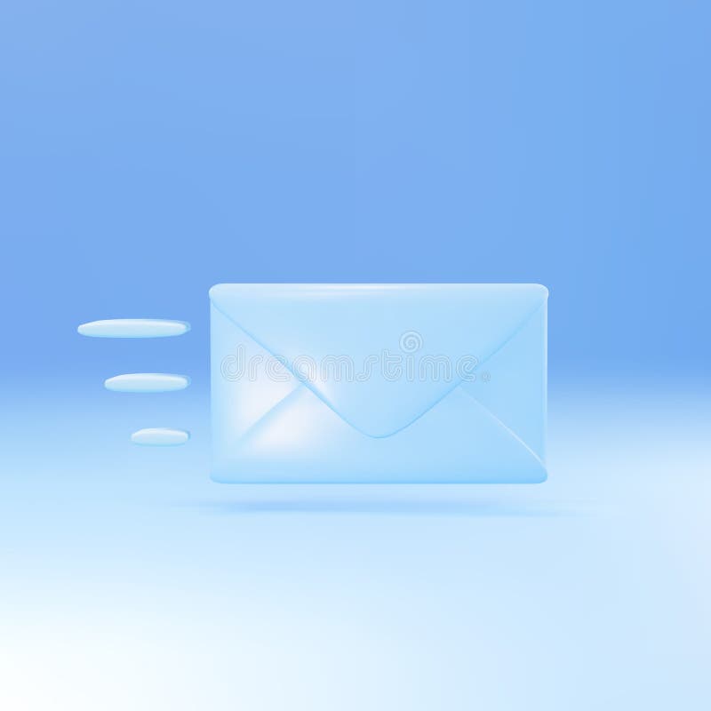 3D Blue Closed Mail Envelope Icon. Congratulations Email Visualization ...