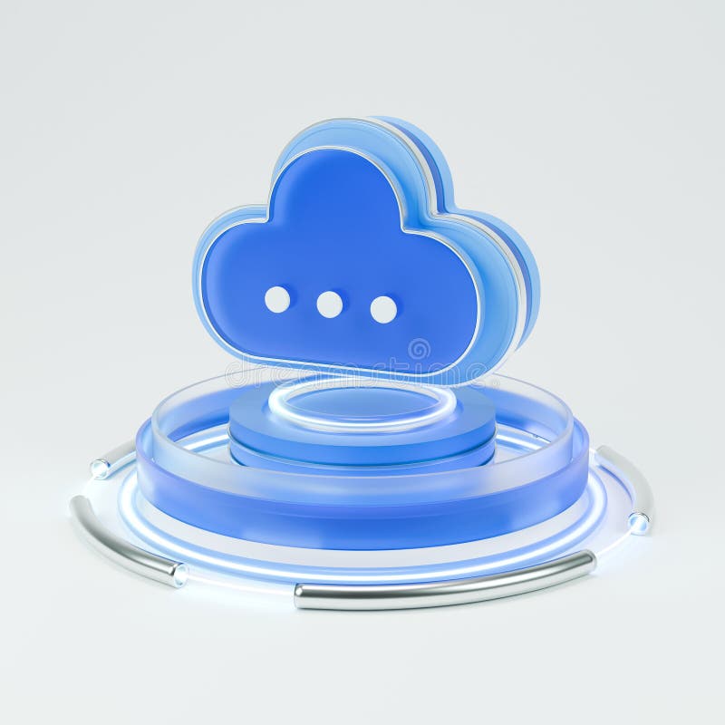 A 3D-rendered Cloud Icon with a Blue Glassmorphism Stage. Stock Photo ...