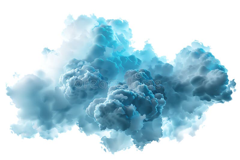 3D Blue Cloud Isolated Against a Transparent Background Stock ...