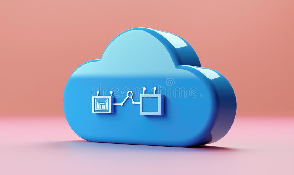 A 3D Blue Cloud Symbol Representing Digital Data Storage and ...
