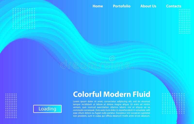 3D Blue Color Background of Modern Fluid. Landing Page Design. Fluid ...