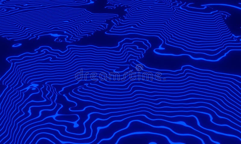 3D Blue Contour Layers. Futuristic Data Stock Illustration ...