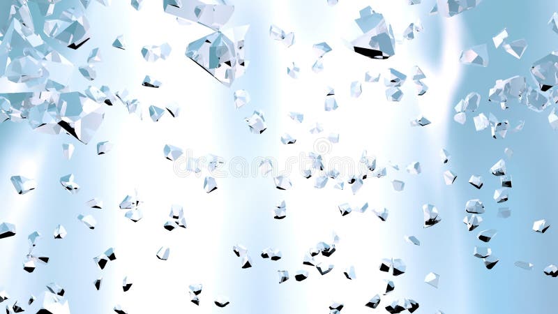 3d Blue Crystal Shatters. Cube Explosion Background. Ice Broken Stock ...