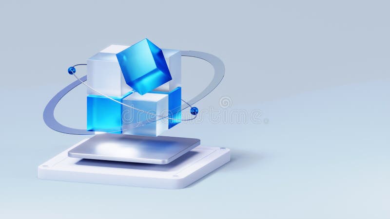 3d Blue Cube Abstract Technology Innovation Future Digital Background ...