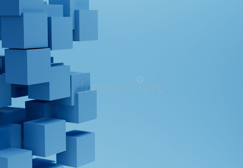 3D Blue Cubes Blue Monochromatic Background Stock Illustration ...