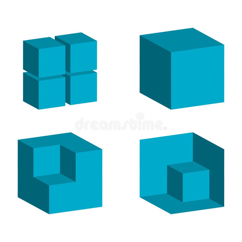 3d Blue Cubic Shape Icon for Concept Design. Cube Shape Icon Design ...