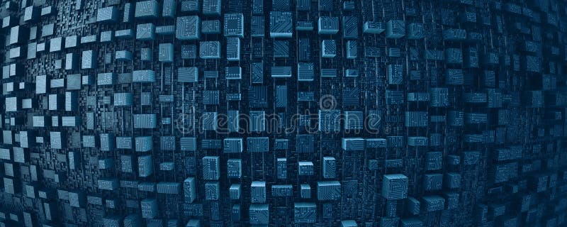 3d Blue Database Technology Circuit Background Stock Illustration ...