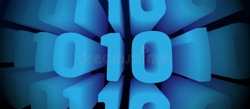3d Blue Digital Binary Code Background Abstract Futuristic Binary Code Stock Vector