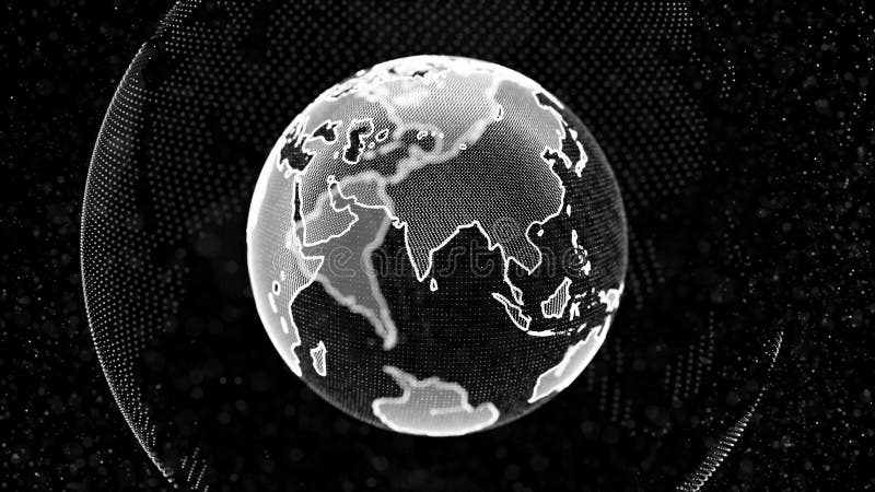 3D Blue Digital Earth Rotating Network Loop Animation Alpha Channel ...
