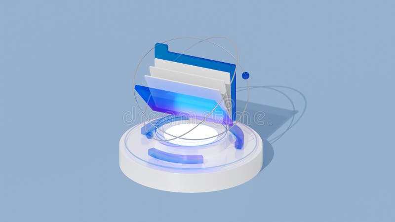 3d Blue Digital Folder, Digital File Organization Service or App with ...