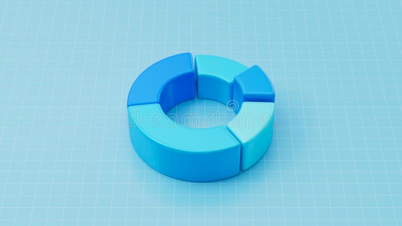 3D Blue Donut Pie Chart with Colorful Segments. Information Graphic ...