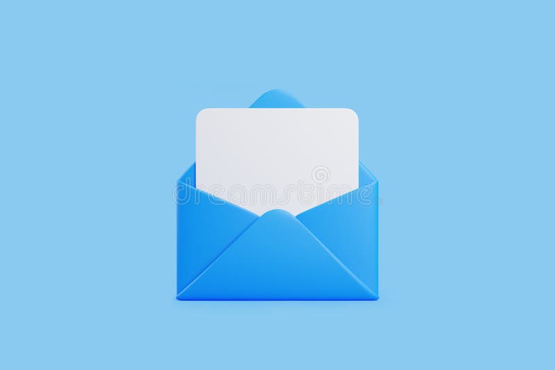 3D Blue Envelope with Inserted Letter Icon Stock Illustration ...