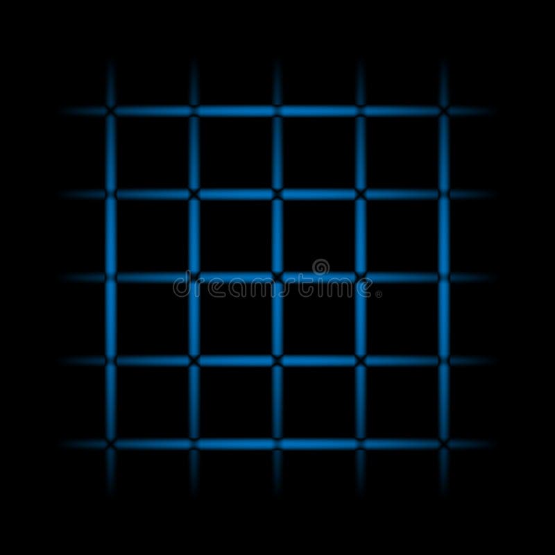 3d Blue Fading Neon Light Elements, Grid on Black Background ...