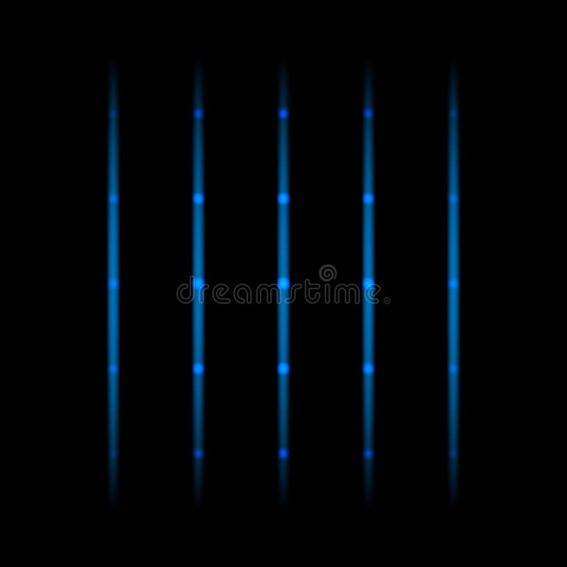 3d Blue Fading Neon Light Elements, Grid on Black Background ...