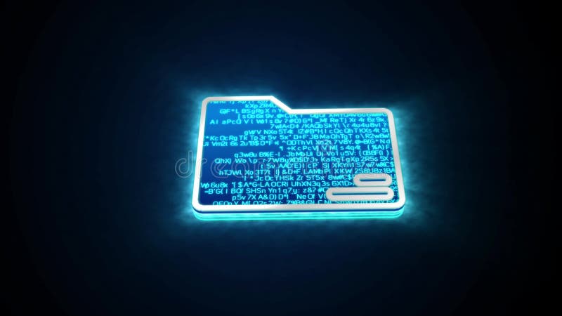 3D Blue Folder File Glowing Shining with Blue Binary Code Encryption ...