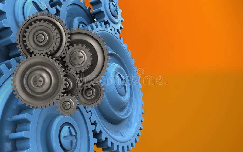 3d blue gears stock illustration. Illustration of machinery - 98119210