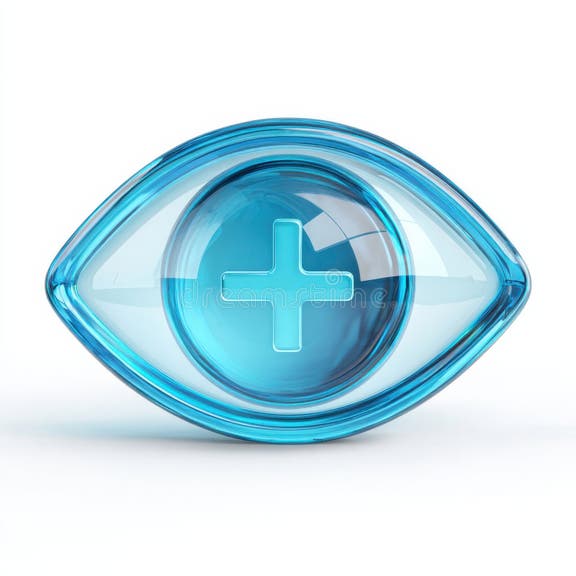 3D Blue Glass Eye with Cross Stock Illustration - Illustration of blue ...
