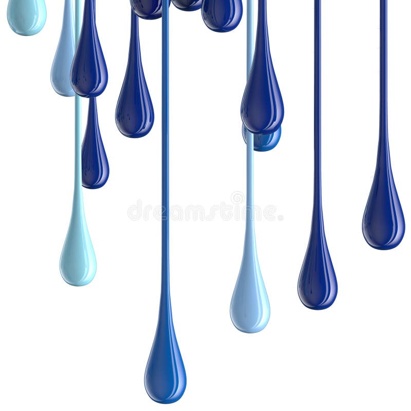 3D Blue Glossy Paint Drop Blobs Stock Illustration - Illustration of ...