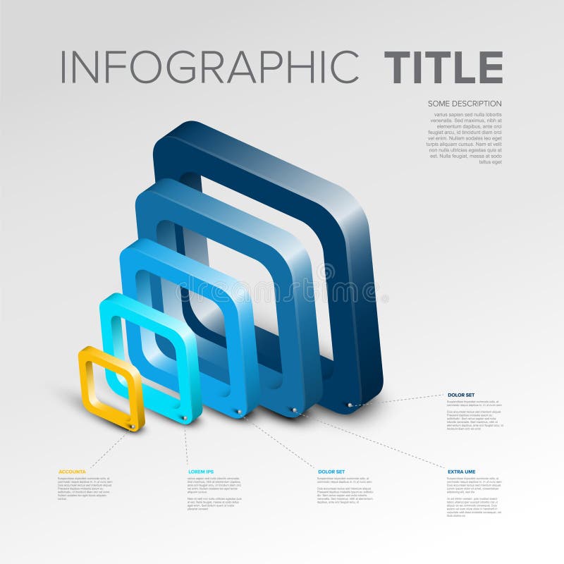 3D Blue Gradient Funnel Square Infographic Design Template with Yellow ...
