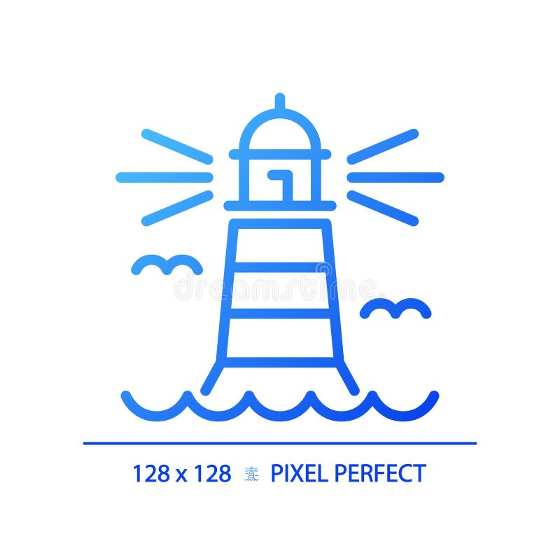 2D Blue Gradient Thin Line Lighthouse Icon Stock Vector - Illustration ...