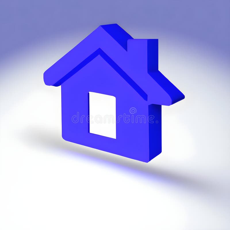 3d Blue Home Icon. Generative AI. Stock Illustration - Illustration of ...